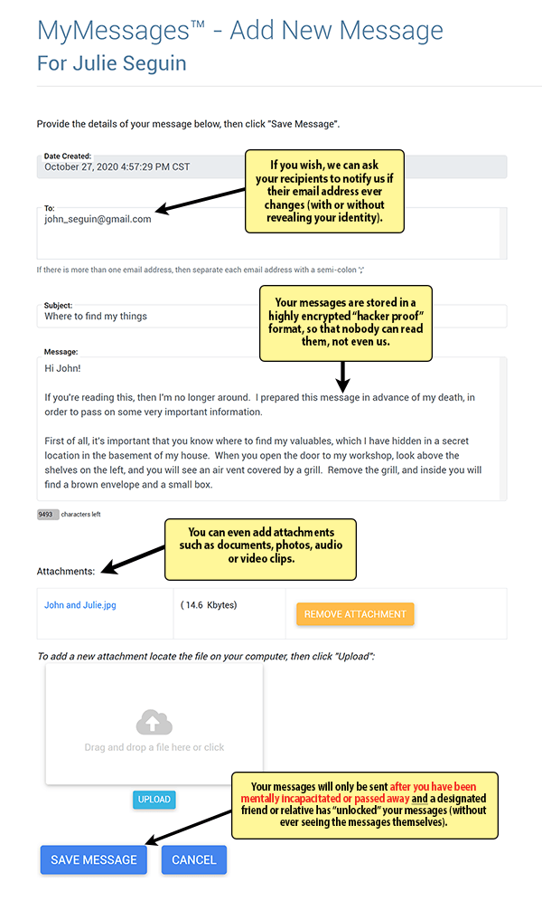 Sample Prewritten Final Message - PartingWishes.com